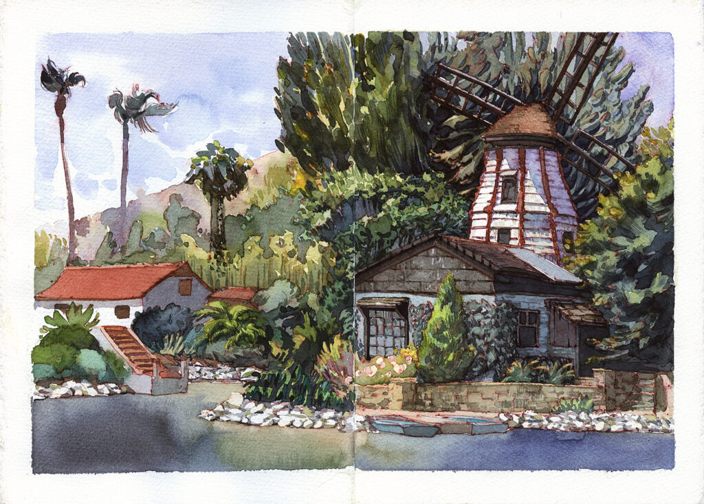 Watercolor Windmill - artofali